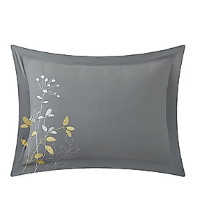 Chic Home Kaylee 3 Piece Cover Set Embroidered Floral Design Backing Zipper Closure Bedding-Decorative Pillow Shams Included, King Duvet, Yellow