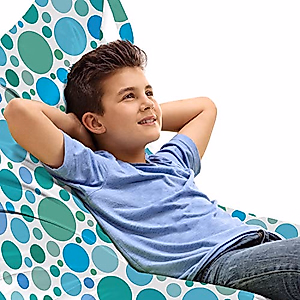 Ambesonne Polka Dots Lounger Chair Bag, Pastel Big Little Circles Polka Dots Mosaic Artist Creativity Design, High Capacity Storage with Handle Container, Lounger Size, Sea Green Turquoise