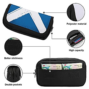 Retro Scottish Flag Pencil Case with Two Large Compartments Pocket Big Capacity Storage Pouch Pencil Bag for School Teen Adult