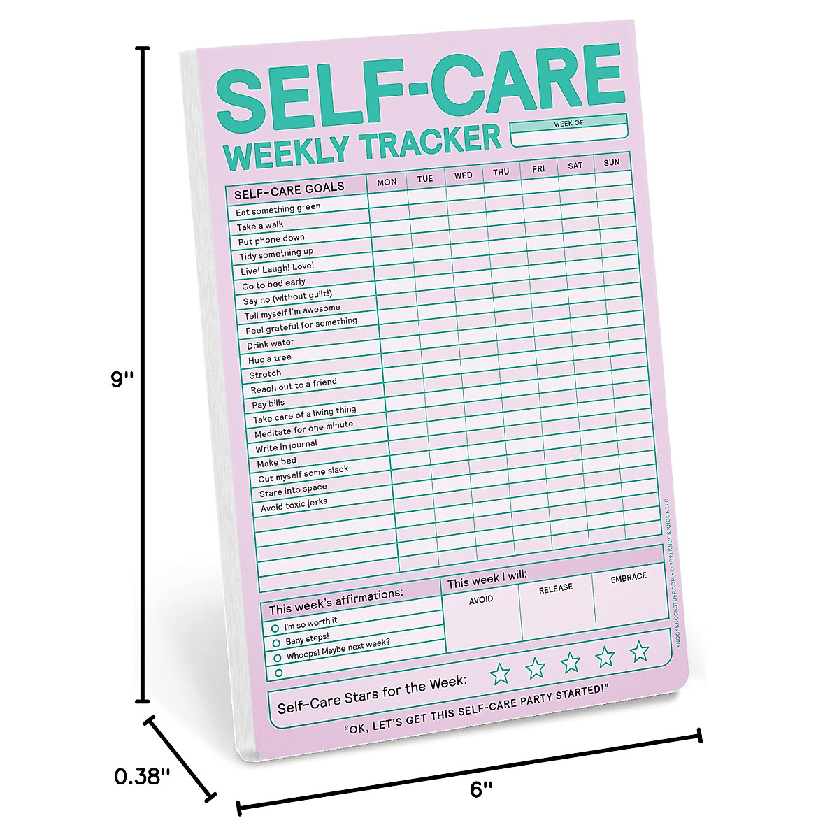 Knock Knock Self-Care Weekly Tracker Pad, Step-by-Step Self-Care Checklist Note Pad (Pastel Version), 6 x 9-inches