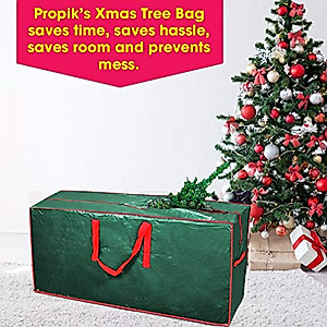 ProPik Christmas Tree Storage Bag | Fits Up to 7.5 ft. Disassembled Tree | 45" x 15" x 20" Holiday Artificial Tree Storage Case | Perfect Storage Container with Sleek Zipper and Handles (Green)
