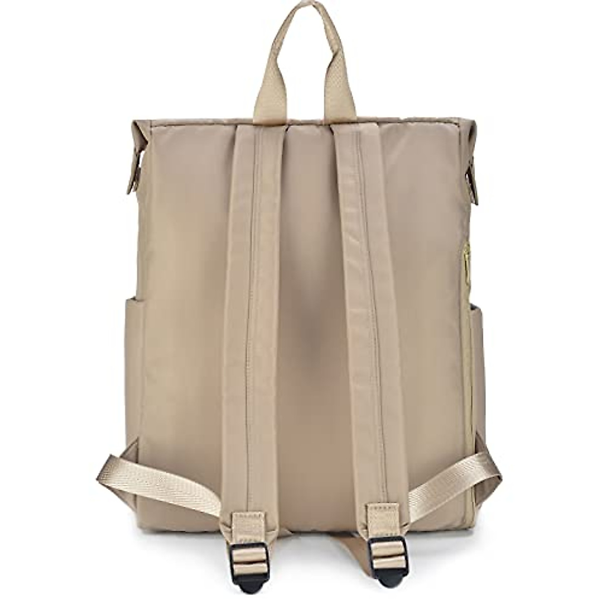 Kah&Kee Cute Travel Backpacks for Womens Fashion Lightweight Water-Resistant Commuting Gym Pockets Fake-Leather Nylon Stitching 2 PCS (Metallic Gold)