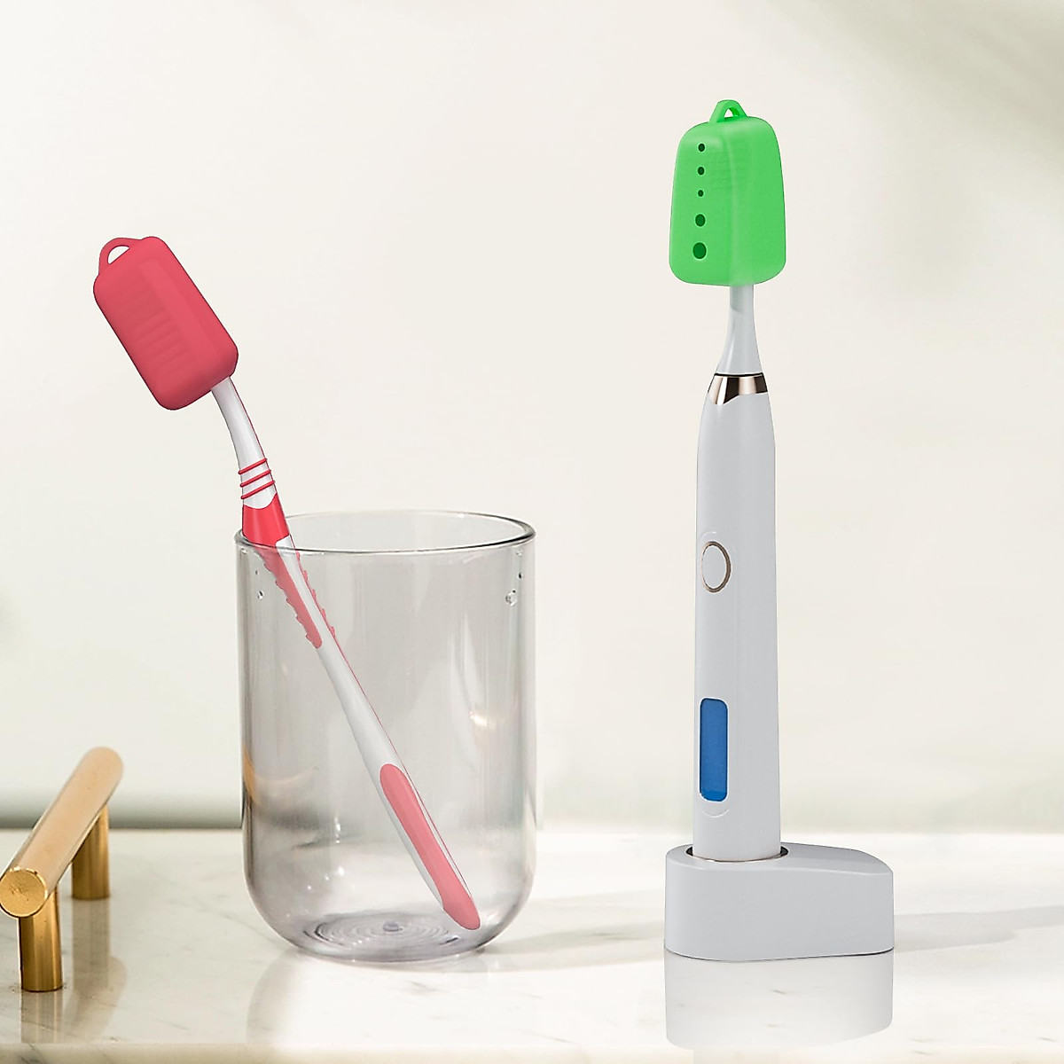 Lapfoon 8 Packs Toothbrush Covers, Silicone Toothbrush Covers Caps for Electric Toothbrush Replacement Head & Manual Toothbrush, Toothbrush Travel Essentials