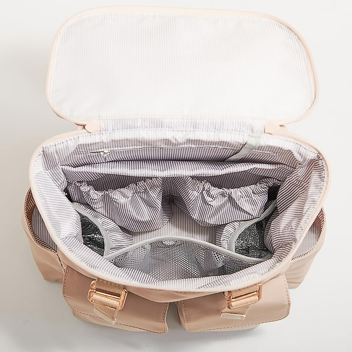 SUNVENO Diaper Bag Backpack, Large Capacity Nappy Changing Bag Featuring Bottle Pockets, Changing Pad, Stroller Clips and Comfortable Backpack Straps, Brown