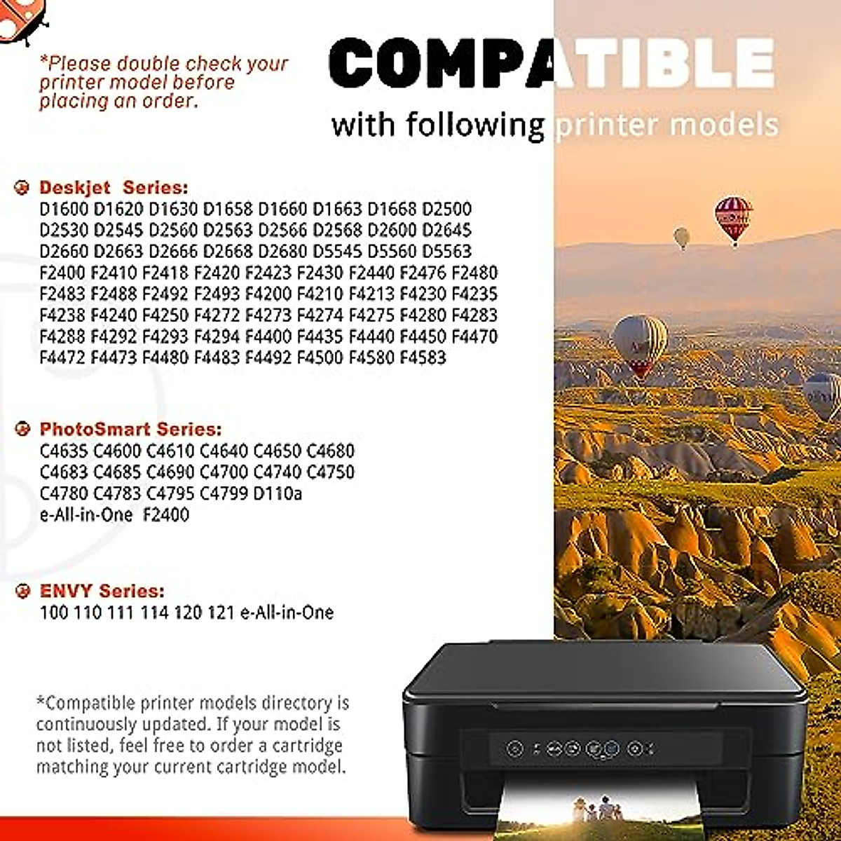 COCCINK 60XL Ink Cartridge Replacement for HP Ink 60 XL for HP Photosmart C4680 D110a C4795 DeskJet D2680 F4280 F4480 F2430 F4580 Envy 100 Printer (1 Black, 1 Tri-Color)