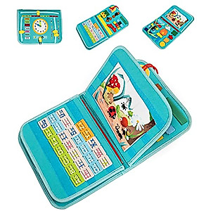 Montessori Busy Board for Toddlers with Buckles, Shoe Laces, Buttons, Zippers, Numbers & More - Sensory Board to Keep Kids Busy During Plane & Car Travel or in Waiting Rooms 001