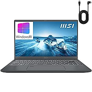 MSI Prestige 14Evo A11MO 14" FHD Ultra Thin Laptop, Intel Quad-Core i7-1195G7 up to 5GHz, 32GB LPDDR4X RAM, 1TB PCIe SSD, WiFi 6, Bluetooth 5.2, White Backlight KB, Windows 11, BROAG Type-C Link Cable