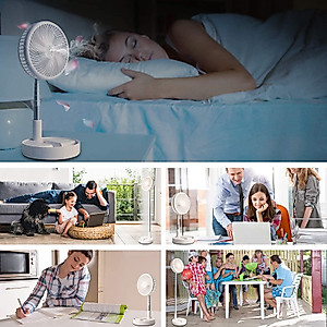 Spurtar Portable Standing Fan, Foldaway Fan, Desk and Table Foldable Fan Rechargeable Battery Operated USB Quiet Adjustable Standing Height 13.7'' to 38'' (34.7cm to 97cm) 4 Speed Modes