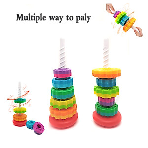 BYFWH Baby Spin Stack Toy,Premium Stacking Toy for Kids,Baby Spinning Toy,Stacking Toy for Babies and Toddlers,Educational Toddler Learning Toys,Autism Spin Stack Toys,Rainbow Spinning Wheel Toys