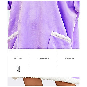 GIVDDAE Oversized Wearable Blanket Hoodie Wearable Blanket Sweatshirt for Women and Men Purple