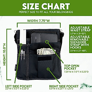 e-Holster Server Apron (Large) with 5 Pockets | Black Waist Apron with Removable Adjustable Shoulder Strap and Waist Strap for Men, Woman, Waiter, Waitress, and Chef