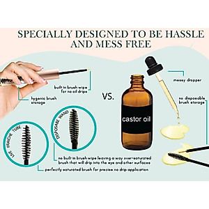 USDA Organic Castor Oil Lash Serum - Premium All Natural Cold Pressed Castor Oil Eyelash Growth Serum with Mascara Tube - Eyelash Treatment and Conditioner - For Thicker and Fuller Lashes