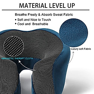 SREOZ Memory Foam Neck Pillows for Travel,Adjustable Travel Neck Pillow for Airplanes Travel Essentials, Ergonomic Plane Travel Pillows for Sleeping Airplane, Car, Train, Bus (Blue)