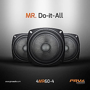 PRV AUDIO 4 Inch Midrange Speaker 4MR60-4, 60 Watts Program Power, 4 Ohm, 30 Watts RMS Power Pro Audio Loudspeaker (Single)