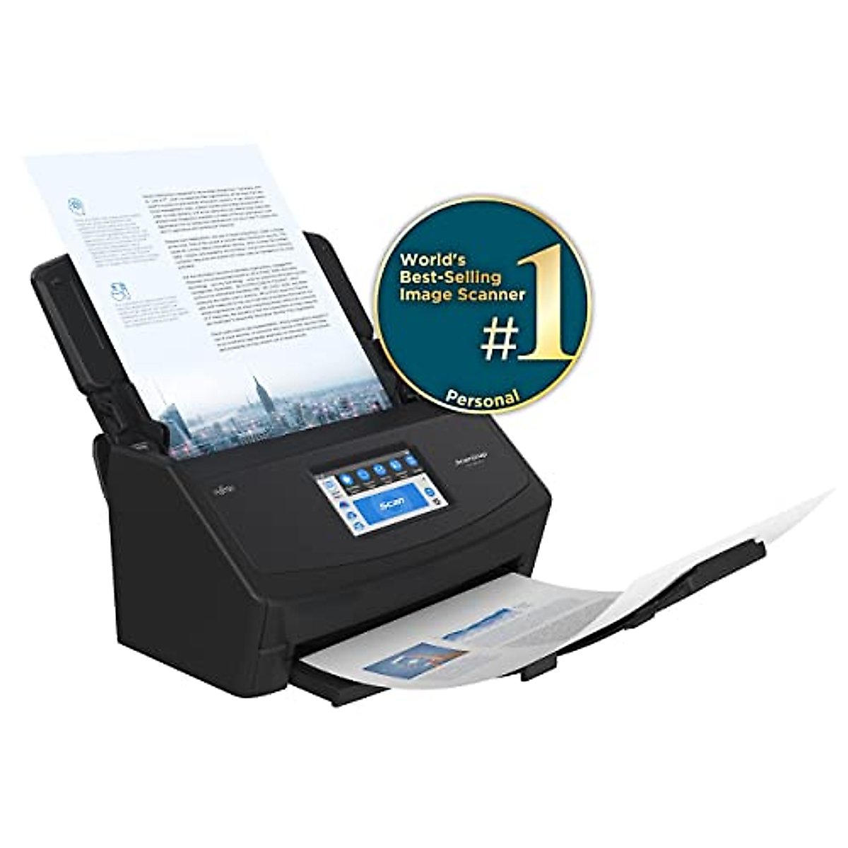 Fujitsu ScanSnap iX1600 Wireless or USB High-Speed Cloud Enabled Document, Photo & Receipt Scanner with Large Touchscreen and Auto Document Feeder for Mac or PC, Black