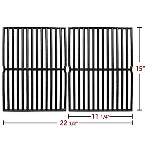 Hongso 7522 7521 15" Cast Iron Grill Grates Replacement for Weber Genesis Silver A, Spirit 500, Spirit E-210, Spirit S-210 Gas Grill (with Side-Mounted Control Panels), 7523, 65904, 65905, PCG522