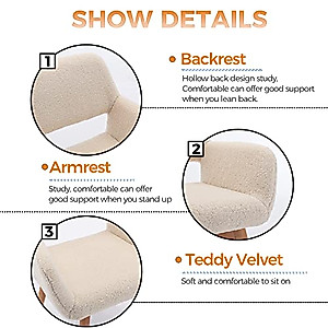 ceedment Small Modern Living Dining Room Accent Arm Chairs Fabric Mid-Century Upholstered Side Seat Club Guest with Solid Wood Legs (2, Beige)…