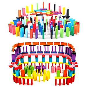 Oopsu 480 PCS Colorful Wooden Domino Blocks,Domino Blocks Racing Toy Game Racing for Birthday Party