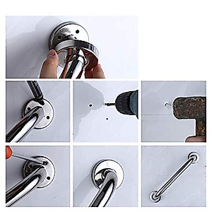 CRODY Bath Wall Attachment Handrails Grab Bar Rails Bathroom Safety Grab Bar Non-Slip Handrail Stainless Steel Shower Tray Safety Handle Shower Handle Towel Rack Suitable for Elderly Handicapped Pregn