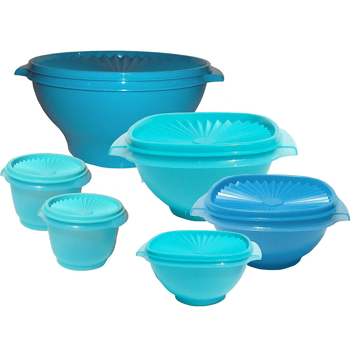 Tupperware Classic Servalier Bowl Set in Shades of Blue and Aqua