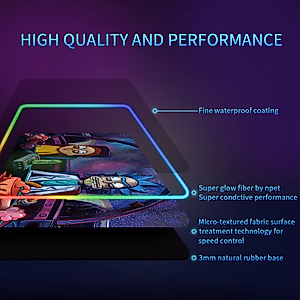 Gaiamat XXL RGB Gaming Mouse Pad,Large LED Anime Mousepad with Non-Slip Rubber Base and Durable Stitched Edges,35.4x15.7IN Mouse Mat Laptop PC Desk Mat(leddrive)