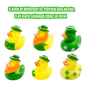 36 Pcs St. Patrick's Day Rubber Ducks Baby Showers Accessories Jeep Ducks Bath Toys for Kids Girls Boys St. Patrick's Day Party Favors Gift Exchange