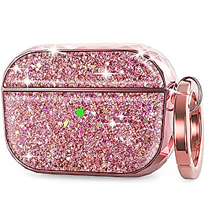 AhaStyle AirPods Pro Case Cover for Women Girls, Luxury Glossy Hard Shell Case Cover Accessories Compatible with Apple AirPods Pro Charging Case (Rose Gold)