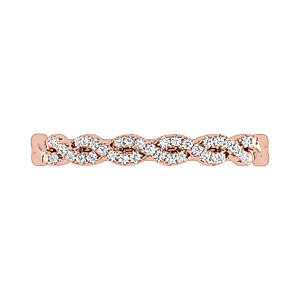 FINEROCK 1/10 Carat Twisted Diamond Wedding Band Ring in 10K Rose Gold (Ring Size 4.75)