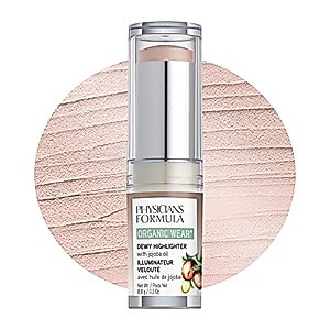 Physicians Formula Organic Wear All Natural Dewy Highlighter Stick Makeup, Stick Cream To Powder, Dew Frost, Dermatologist Tested