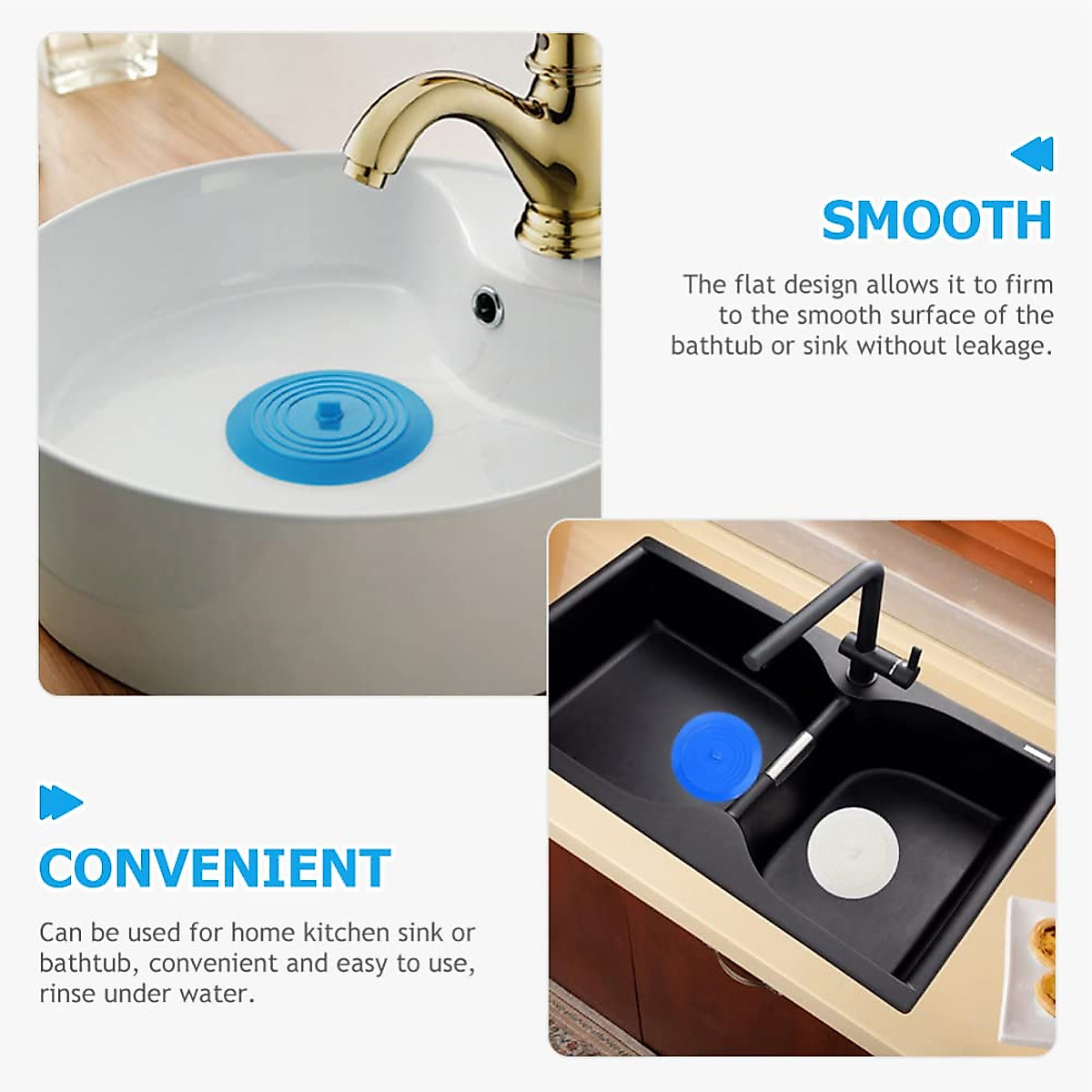 ULTECHNOVO 2pcs Sink Plug Bathtub Stopper Kitchen Sink Stopper Laundry Room Sink Stopper Flat Drain Stopper tub Drain Covers for bathtubs Bath tub Drain Covers tub Hair Catcher Drain Plug 15c