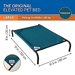 Gale Pacific Coolaroo The Original Cooling Elevated Dog Bed, Indoor and Outdoor, Large, Turquoise