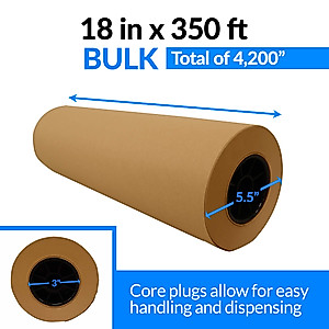 Made in USA | Bulk Value 18 in x 350 ft (4200 in) Reli. Brown Butcher Paper Roll | Food Grade Kraft Paper for BBQ | Butcher Paper for Smoking Meat | Unwaxed, Meat Wrapping, Meat Smoking (Brown)