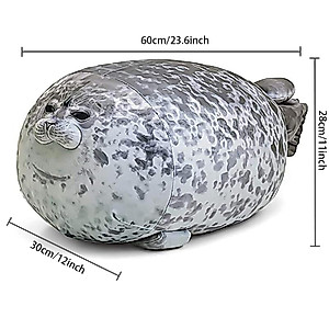 Ryttir 24 Inch Fuzzy Large Seal Stuffed Animal, Soft Stuffed Seal Toy Cuddly Bedroom Seal Plush, Funny Seal Gifts for Girls Boys