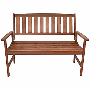 Sunnydaze Solid Meranti Wood 2-Seat Outdoor Garden Bench with Rustic Teak Oil Finish