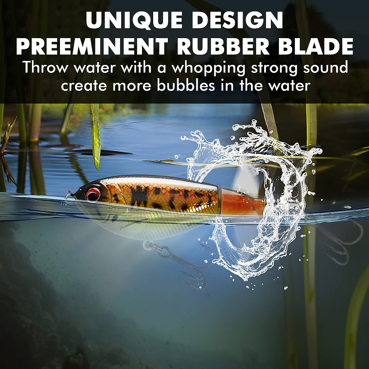 TRUSCEND Fishing Lures for Bass Trout Double Floating Rotating Tail Whopper Swimbaits Bass Lures Freshwater Saltwater Bass Fishing Plopper Lures Kit Lifelike Teasers Fishing Gifts for Men