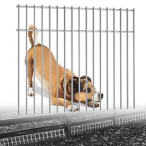 Dog Fence Barrier - Carbon Steel Fences 24" X 15" - Pack of 15 Dog Digging Fence Barrier with Wooden Guide Tool - Prevent Dog Digging Under Fence - Animal Barrier Fencing for Yard, Outdoor