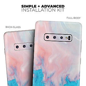DesignSkinz Marbleized Pink and Blue Paradise V322 Protective Vinyl Decal Wrap Skin Cover Compatible with The Samsung Galaxy S20 (Screen Trim & Back Glass Skin)