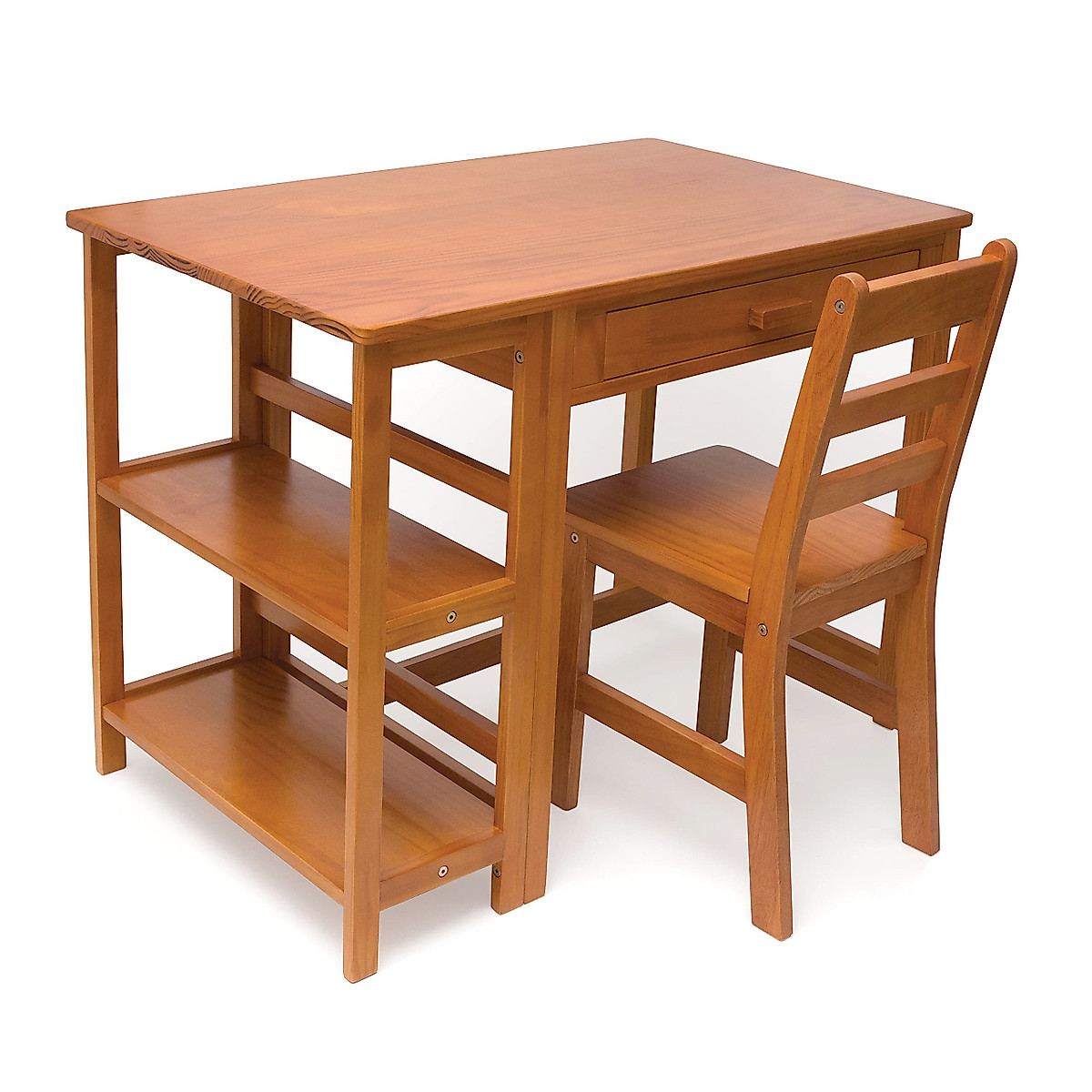 Lipper International Child's Work Station Desk and Chair, Pecan Finish