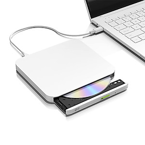 Hitachi LG External CD/DVD Drive | Portable Player Burner for Laptop, PC, Smartphone | USB Type-C | Multi OS (Window, Mac, Android, Fire) (White)