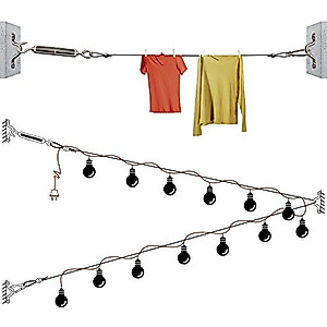 Twinkle Star 164 ft Globe String Lights Suspension Kit Stainless Steel Globe Lights Kit Outdoor Light Guide Wire for Patio, Garden