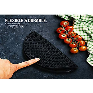 KITCHENATICS Trivets for Hot Dishes, Silicone Trivets for Hot Pots & Pans, Hot Pads for Kitchen, Pot Holders for Kitchen Heat Resistant Mats for Countertop, Silicone Trivet Mat Hot Plates, Black 4Pcs