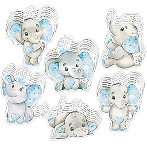 Tatuo Elephant Cutouts 36 Pcs Elephant Theme Baby Shower Decorations Cute Blue Elephant Cutouts for Baby Shower, Birthday Party, Gender Reveal Party Supplies