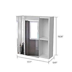Tuhome Labelle Medicine Cabinet with Mirror Door, Open & Closed Shelving, White