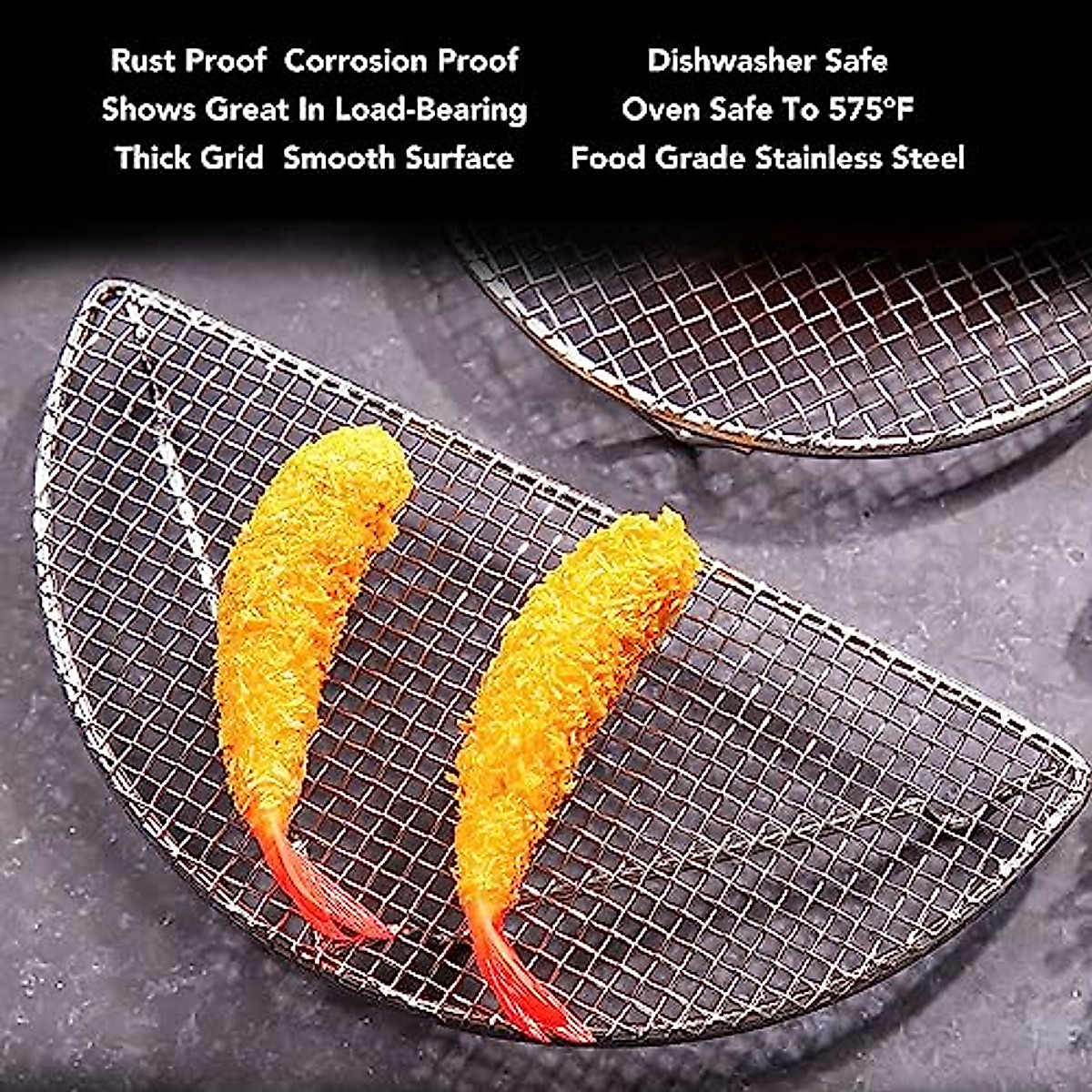 EMUKOEP Cooling Racks for Baking Stainless Steel Wire Cooking Rack High Temperature Resistant Oven Safe for Cooking Roasting Grilling (Medium Semicircle 18CM)