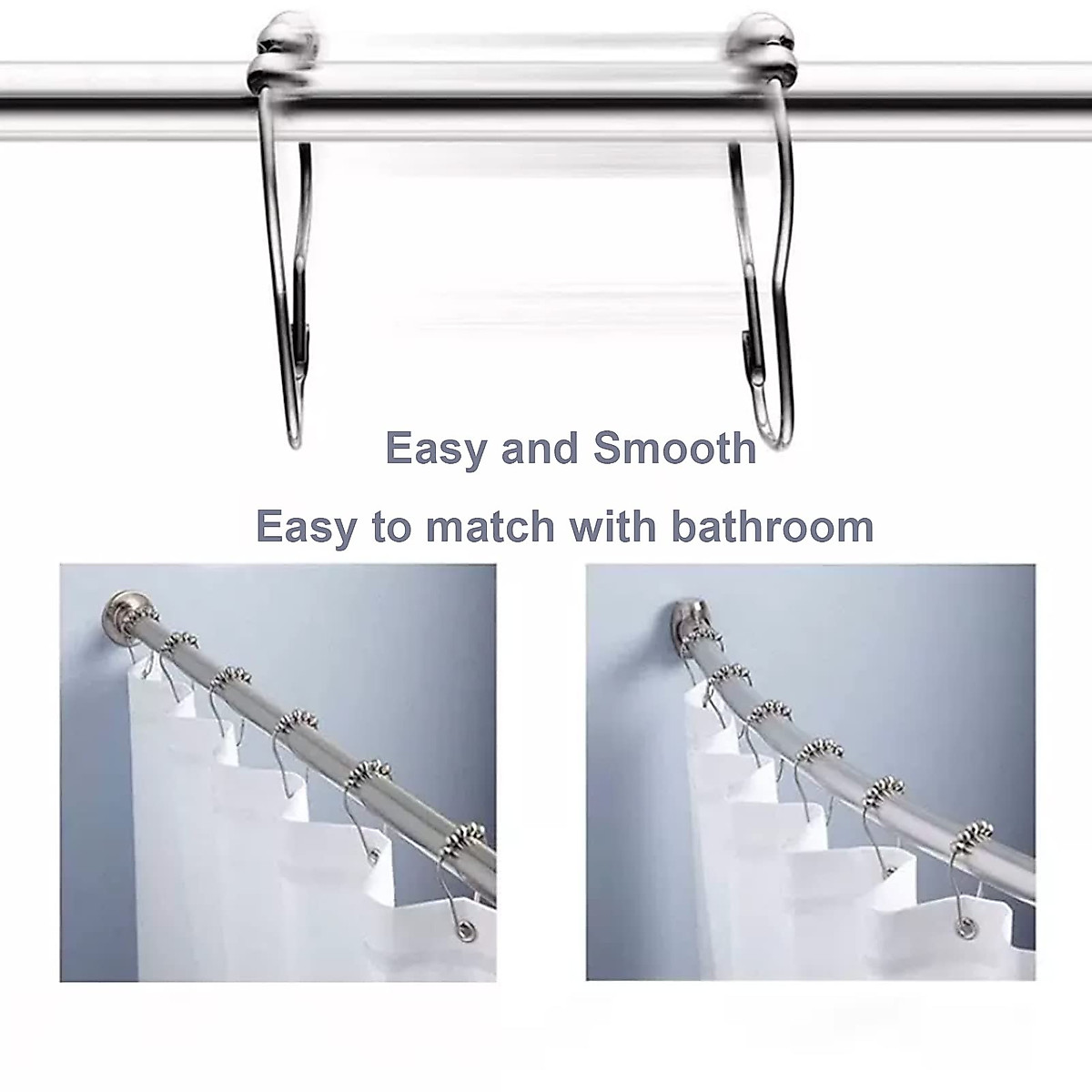 URTAINGS 12 Pcs Decorative Shower Curtain Rings Shower Curtain Ring Home Bathroom Stainless Steel Rustproof Skeletons with Decor Accessories