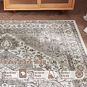 jinchan Washable Runner Rug 2x7 Kitchen Runner Rug Non Slip Grey Taupe Vintage Hallways Runner Rug Ultra-Thin Lightweight Accent Rug Soft Throw Carpet Runners Laundry Room Bedroom Livingroom