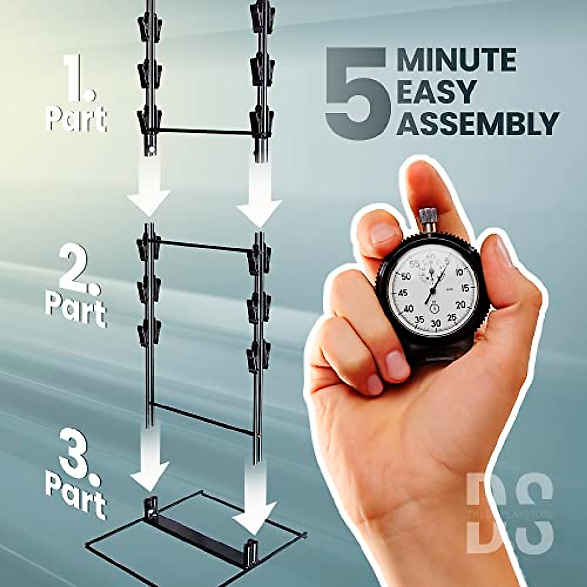DS THE DISPLAY STORE Potato Chip Rack Display Stand with 32 Clips, 2-Row Chip Stand Display for Party, Countertop Chip Bag Holder, Black Snack Display for Counter, Snack Retail Display Rack