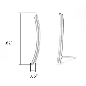 Boma Jewelry Sterling Silver Minimalist Long Curved Bar Ear Crawler Stud Earrings