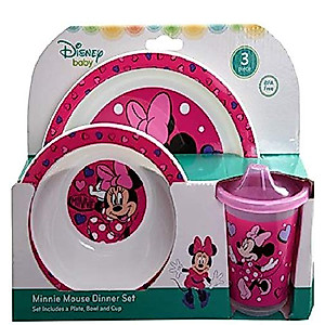 Minnie Mouse 3pc PP Dinner Set in Open Box (Plate, Bowl and Cup)