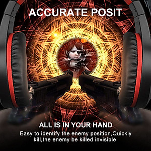 COLUSI C100 Stereo Gaming Headset with Noise Isolaing Mic,Red LED Light,Over Ears Soft Menory Earmuffs with in- Line Volume Control for Xbox One,PS4,PS5,Mac,PC,Laptop-Red